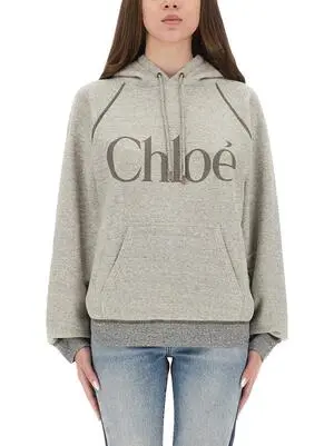 Chloé Oversized Logo Hoodie - Gray