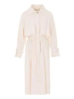 Herno HERNO Long-Sleeve Crinkle Woven Trench Coat White