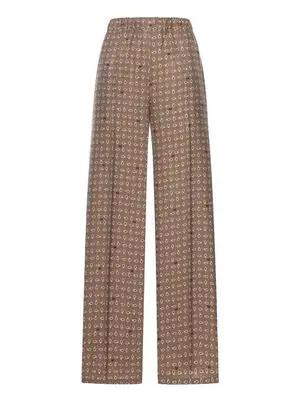 Max Mara Printed Silk Twill Wide Leg Trousers - Multicolor