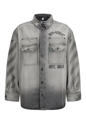 Off-White Diag Military Overshirt In Denim - Gray