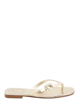 ROGER VIVIER Embellished Leather Thong Sandals - Multicolor