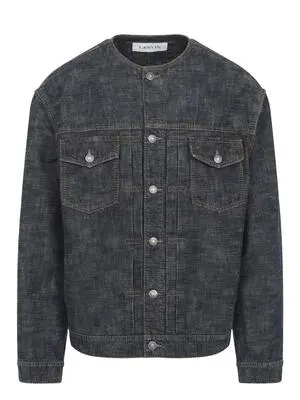 LANVIN Collarless Denim Jacket - Blue