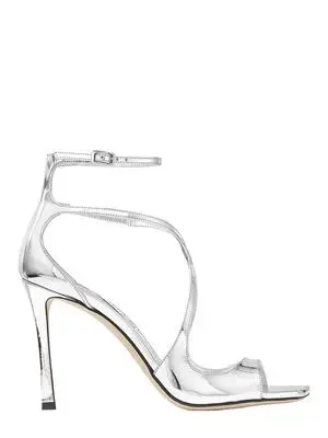JIMMY CHOO Tone Patent Leather Stiletto Sandals - Silver