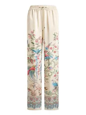Etro Wide-leg Trousers With Flora And Fauna Print - Multicolor