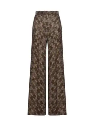 Fendi Ff Twill Trousers - Brown