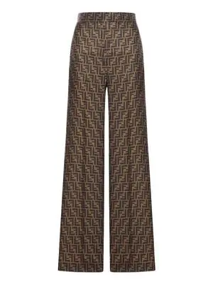 Fendi Ff Twill Trousers - Brown
