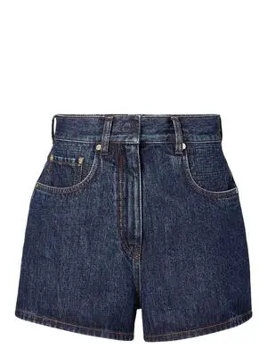 Fendi Quilted Denim Shorts With Ff Monogram - Multicolor
