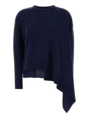 Alexander McQueen Asymmetrical Cashmere Blend Crewneck Sweater - Blue