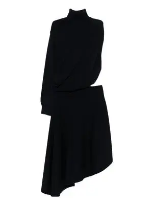 ALAÏA ALAIA Virgin Wool Turtleneck Dress With Asymmetrical Hem