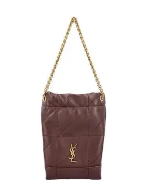 Saint Laurent SAINT LAURENT Quilted Lamb Skin Bucket Bag Red