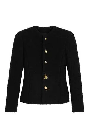 Celine Cashmere And Wool Jacket With Charm Buttons - Black
