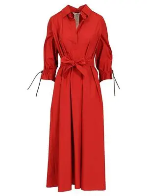 Max Mara Oversized Cotton Poplin Dress - Red