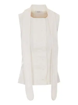 LEMAIRE Asymmetrical Fitted Top With Bow Detail - White