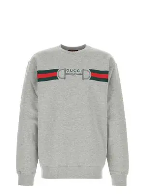Gucci Grey Cotton Sweatshirt With Logo Detail Gray