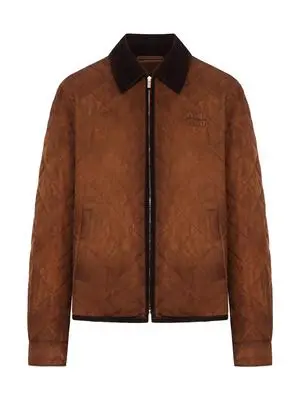 Miu Miu Quilted Suede Jacket With Velvet Collar - Multicolor
