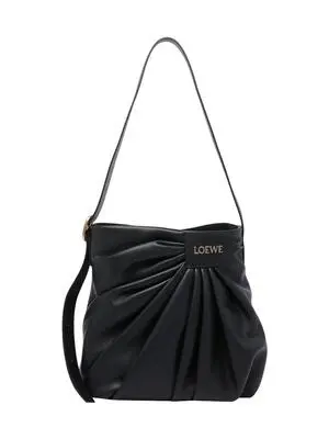 Loewe Draped Tote Bag With Logo - Black