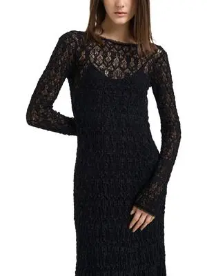 FORTE_FORTE Lace Long Sleeve Open Back Maxi Dress - Multicolor