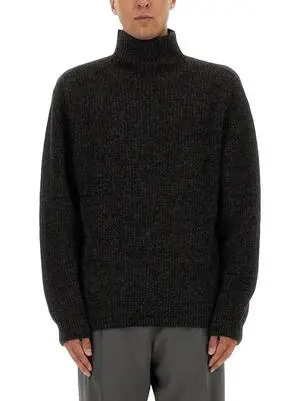 LEMAIRE LEMIAIRE Ribbed Turtleneck Sweater - Alpaca & Yak Blend Black