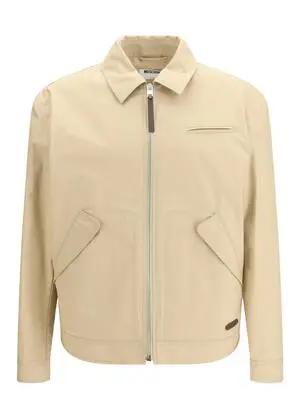 Moschino Zip Closure Jacket With Polo Collar And Flap Pocket - Cream