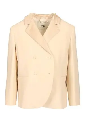 Fendi Double-breasted Wool Blazer With Silk Satin Lapels - Multicolor