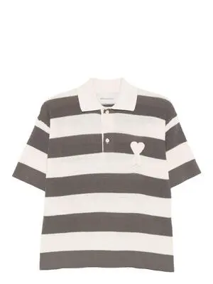 AMI Paris De Coeur Striped Polo Shirt - Multicolor