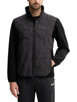 BOSS Quilted High Neck Long Sleeve Zip Fastening Jacket - Black