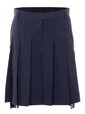Thom Browne Pleated Cotton Skirt - Blue