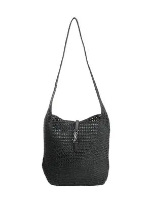 Saint Laurent Le 5 À 7" Crochet Raffia Tote Bag - Black