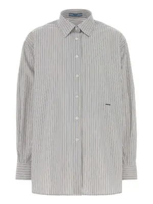 Prada Embroidered Poplin Oversize Shirt - Multicolor