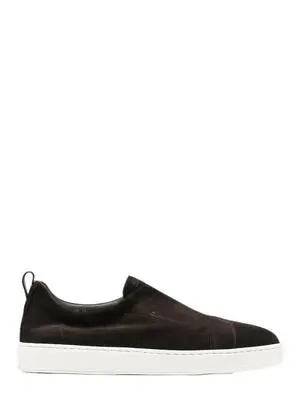 Santoni Suede Slip-on Trainers With Contrast Stitching - Multicolor