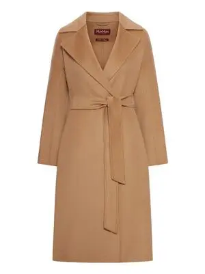 Max Mara MAX MARA STUDIO Belted Midi Coat In Double-Drap Wool, Cashmere, And Silk Brown
