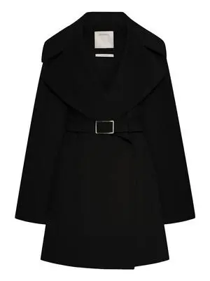 Sportmax Short Wool Coat With Belt Detail - Black