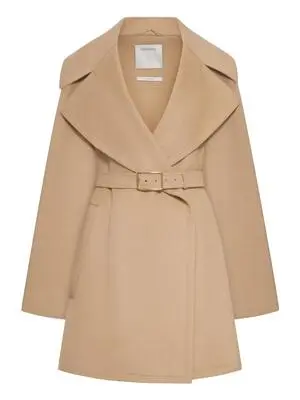 Sportmax Short Wool Coat With Belt - Multicolor