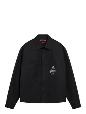 Gucci Ink Printed Cotton Twill Shirt - Blue