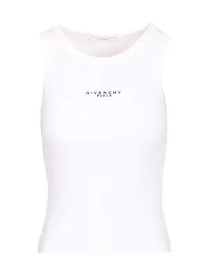 Givenchy Ribbed Cotton Tank Top With Logo Print - White