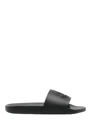 Moncler Embossed Logo Slides - Black