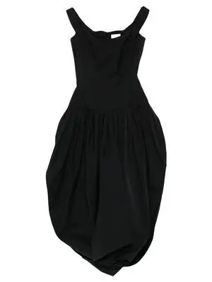 Magda Butrym Square Neck Sleeveless Dress With Pleated Skirt - Black