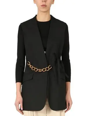 Givenchy Sleeveless V-neck Jacket With Chain Belt - Black