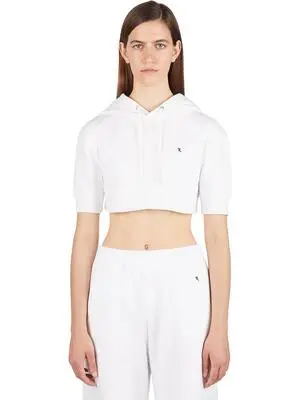Raf Simons Cropped Hooded Sweatshirt - White