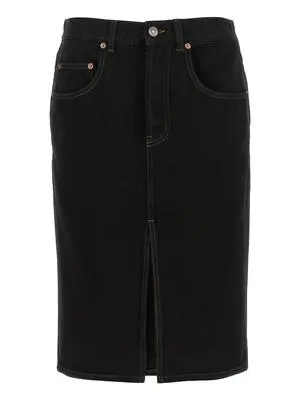 Saint Laurent Midi Pencil Skirt - Black