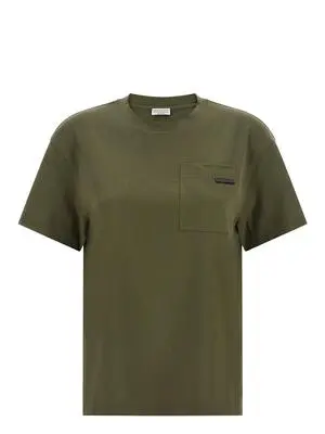 Brunello Cucinelli Shiny Tab Pocket T-shirt - Green