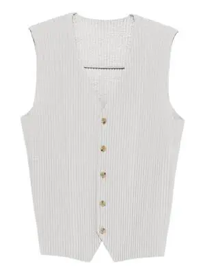 Issey Miyake Pleated V-neck Vest - Multicolor