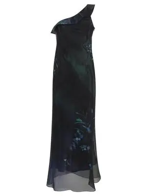 Giorgio Armani One-shoulder Ruffled Long Dress - Black
