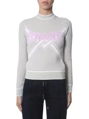 Off-White OFF-WHITE Round Neck Cropped Sweater Gray