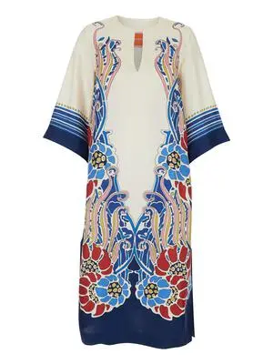 La DoubleJ The Kaftan' Silk V-neck Floral Print Kaftan - Multicolor
