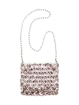SELF-PORTRAIT Crystal Embellished Mesh Pouch With Chain Strap - Pink