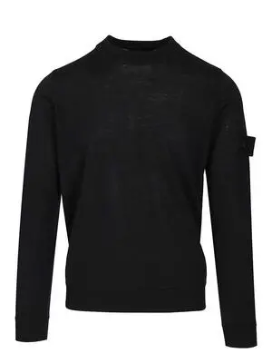 Stone Island STONE ISLAND Crew Neck Sweater In Pure Lightweight Wool Blue