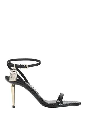 TOM FORD Semi Shiny Printed Python Sandals - Black