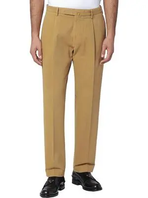 SANTANIELLO Ochre Cotton And Cashmere Trousers - Yellow