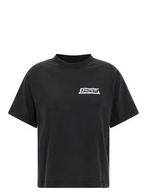 Balenciaga Masking Tape Print Cotton T-shirt - Black